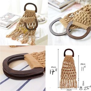 Bags | Macrame Boho Handbag Wwooden Handles | Poshmark